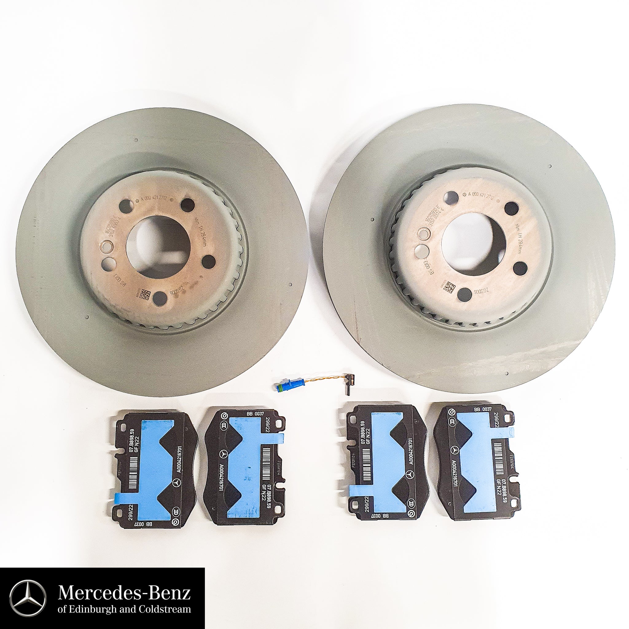 Genuine Mercedes-Benz Front Brake Discs, Pads & Wear Sensor E Class 21 ...